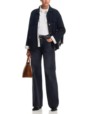 The Great. The Western Fringe Sweater Jacket - Black