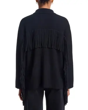 The Great. The Western Fringe Sweater Jacket - Black