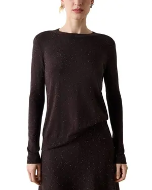 Whistles Annie Sparkle Crewneck Sweater - Brown