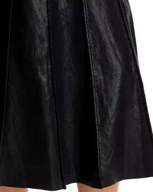 SINGLE THREAD Faux Leather Seamed Midi Skirt - Black