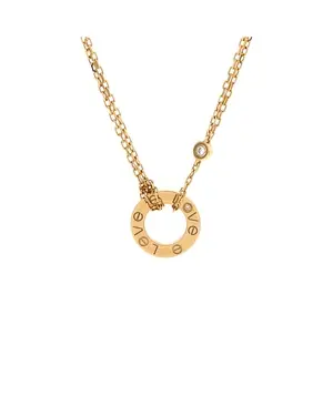 CARTIER 2 Diamonds Love Pendant Necklace 18k Gold And Diamonds, 16.5 - K Gold
