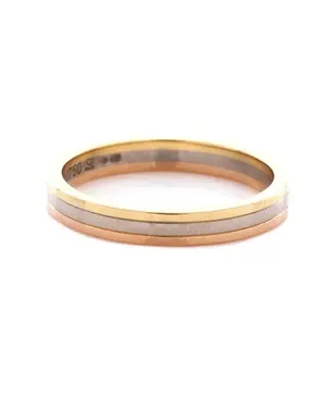 CARTIER 3.5mm Vendome Louis Wedding Band Ring 18k Tricolor Gold