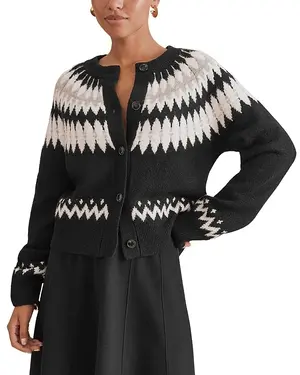 Splendid Fina Fair Isle Cardigan - Black