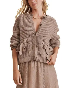 Splendid Selena Satin Tie Cardigan - Heather Java