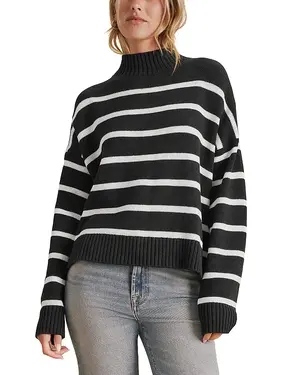 Splendid Nora Stripe Turtleneck Sweater Black/shell