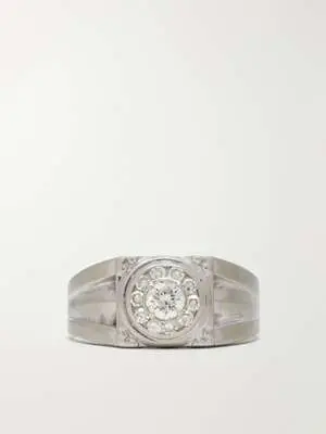 FOUNDWELL Vintage 1980s 14-karat White Gold Diamond Ring - Silver