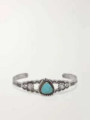 FOUNDWELL Vintage 1960s Sterling Turquoise Bracelet - Silver