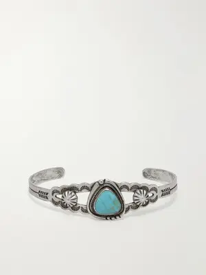 FOUNDWELL Vintage 1960s Sterling Turquoise Bracelet - Silver
