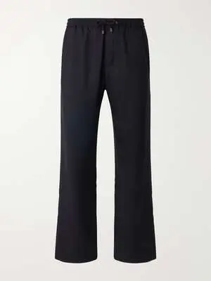 GOD'S TRUE CASHMERE Straight-leg Cashmere-twill Drawstring Trousers - Black