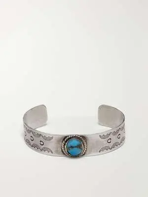 FOUNDWELL Vintage 1970s Sterling Turquoise Bracelet - Silver