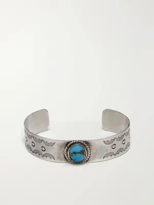 FOUNDWELL Vintage 1970s Sterling Turquoise Bracelet - Silver