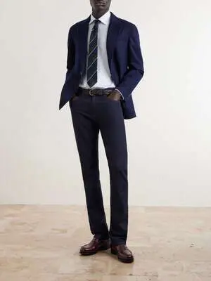Dunhill Cutaway-collar Herringbone Cotton Shirt