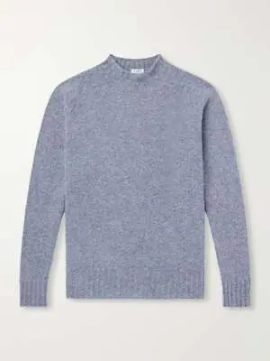 Sunspel Brushed Shetland Wool Sweater - Blue