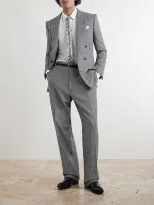 TOM FORD Straight-leg Sequin-detailed Houndstooth Wool-blend Suit Trousers