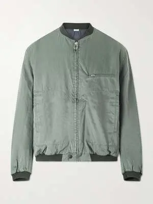 A.PRESSE Silk And Cotton-blend Bomber Jacket - Green