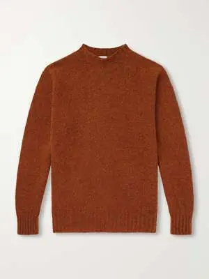 Sunspel Brushed Shetland Wool Sweater - Brown