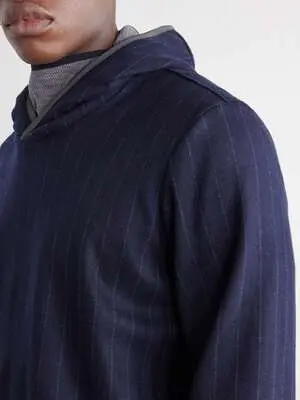 Sease Drone Pinstriped Wool-blend Jersey Hoodie