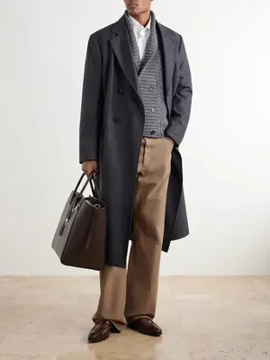 Dunhill Double-breasted Chevron-knit Cashmere Cardigan
