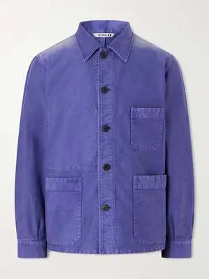 Auralee Garment-dyed Cotton-moleskin Blouson Jacket - Blue