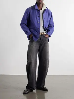 Auralee Garment-dyed Cotton-moleskin Blouson Jacket - Blue