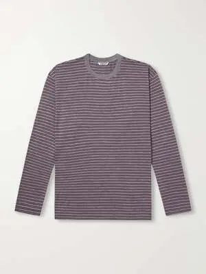Auralee Striped Wool-jersey T-shirt - Gray