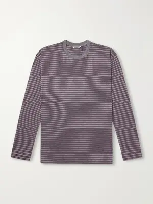 Auralee Striped Wool-jersey T-shirt - Gray