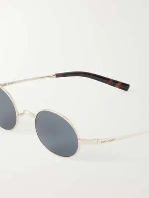 Saint Laurent Sl 948 Round-frame -tone Titanium And Acetate Sunglasses