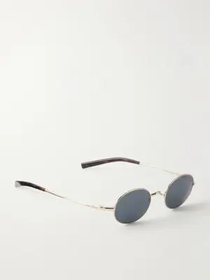 Saint Laurent Sl 948 Round-frame -tone Titanium And Acetate Sunglasses - Gold
