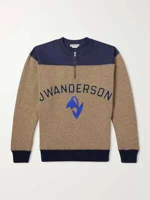 JW Anderson Logo-embroidered Wool-blend Jersey Sweatshirt - Brown