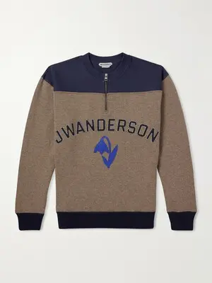 JW Anderson Logo-embroidered Wool-blend Jersey Sweatshirt - Brown