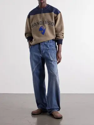JW Anderson Logo-embroidered Wool-blend Jersey Sweatshirt - Brown