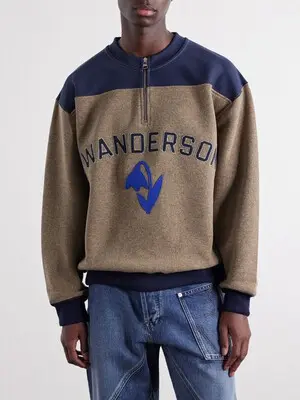 JW Anderson Logo-embroidered Wool-blend Jersey Sweatshirt - Brown