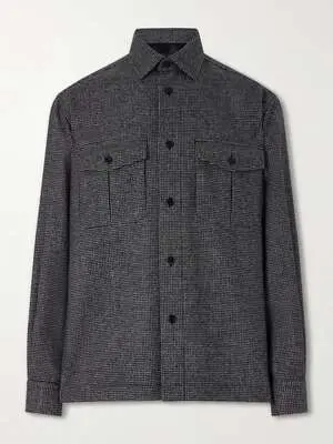Dunhill Houndstooth Wool Overshirt - Gray