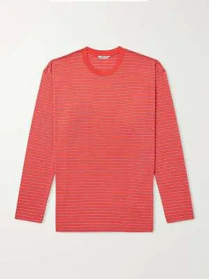 Auralee Striped Wool-jersey T-shirt - Red