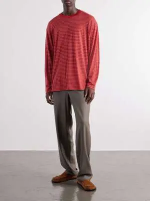 Auralee Striped Wool-jersey T-shirt