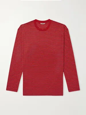 Auralee Striped Wool-jersey T-shirt - Red