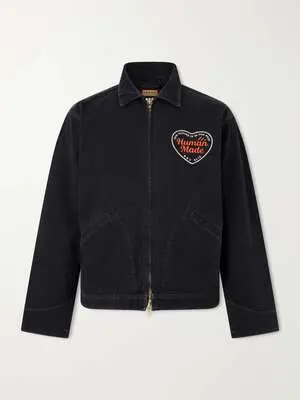 HUMAN MADE Logo-embroidered Corduroy-trimmed Cotton-twill Blouson Jacket - Black