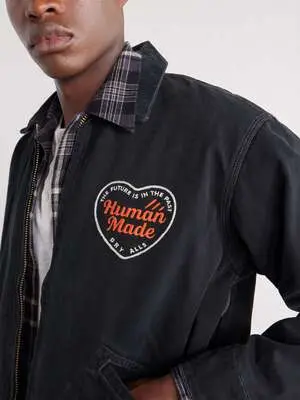 HUMAN MADE Logo-embroidered Corduroy-trimmed Cotton-twill Blouson Jacket