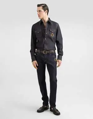 Dolce & Gabbana Slim-fit Stretch Cotton Jeans With Patch