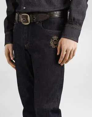 Dolce & Gabbana Slim-fit Stretch Cotton Jeans With Patch