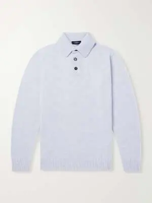 Thom Sweeney Cashmere And Silk-blend Polo Shirt - Blue