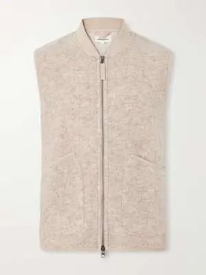 Hartford Wool-blend Felt Zip-up Gilet - Ecru