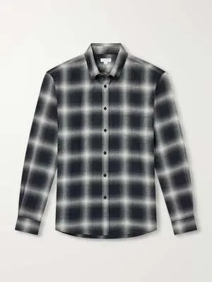 Sunspel Checked Cotton-flannel Shirt - Black