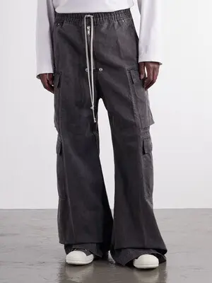 Rick Owens Jumbo Belas Wide-leg Cotton-canvas Cargo Trousers - Gray