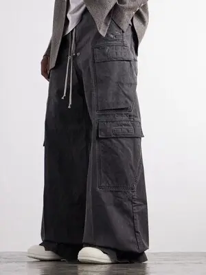 Rick Owens Jumbo Belas Wide-leg Cotton-canvas Cargo Trousers - Gray
