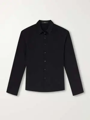 Gucci Cropped Silk-crepe Shirt - Black
