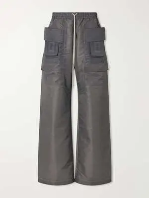 Rick Owens Creatch Wide-leg Shell Drawstring Cargo Trousers - Gray