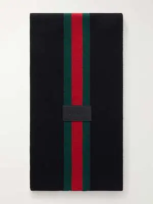 Gucci Web-intarsia Wool Scarf - Black