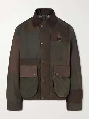 Polo Ralph Lauren Patchwork Corduroy-trimmed Waxed Cotton Jacket - Green