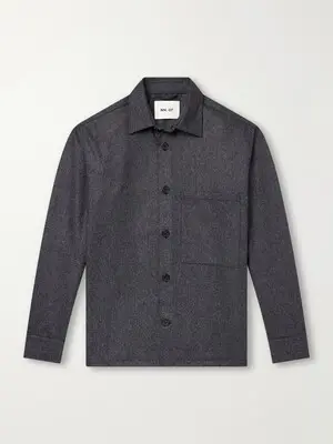 Nn07 Freddy Herringbone Wool-blend Shirt - Gray